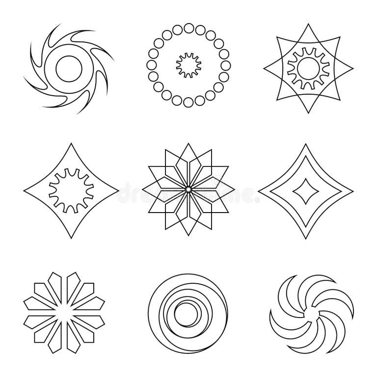 Design Elements Set Abstract Icons Stock Vector - Illustration of ...