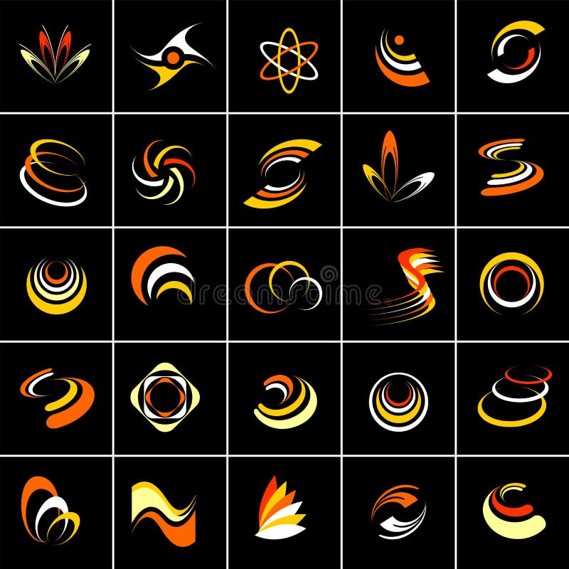 Design Elements Set. Abstract Icons in Warm Colors Stock Vector ...
