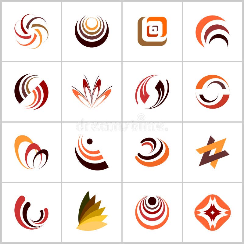 Design Elements Set. Abstract Icons in Warm Colors Stock Vector ...