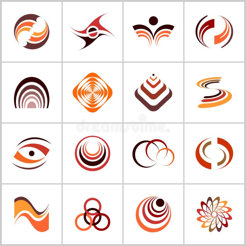 Design Elements Set. Abstract Icons in Warm Colors Stock Vector ...