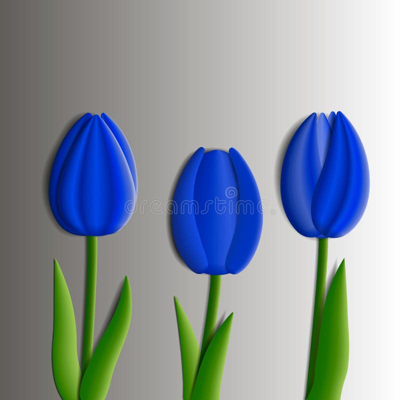 Design Elements - Set of Blue Tulips Flowers 3D. Stock Illustration ...