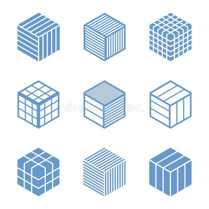 Design Elements Set. Cubic Shape Icons. Abstract Hexagons Stock Vector ...