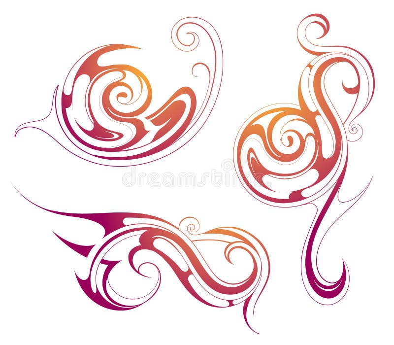 Design Elements. Fire, Water, Grass, Wind Stock Vector - Illustration ...