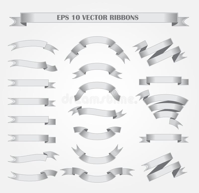 Design Elements. Set of Silver Vector Ribbons or Stock Vector ...