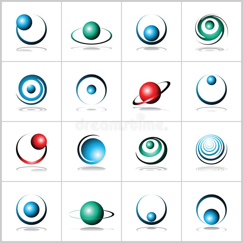 Design Elements Set. Sphere and Spiral Shapes. Abstract Icons Stock ...