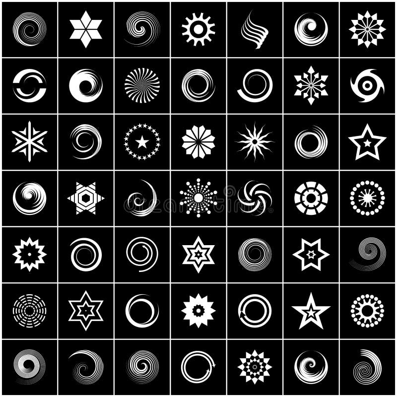Design Elements Set. 49 White Icons on Black Background Stock Vector ...