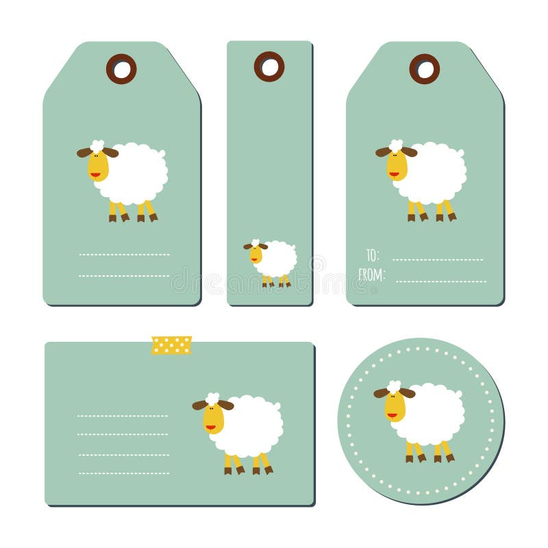 Sheep cards and tags stock vector. Illustration of funny - 117847018