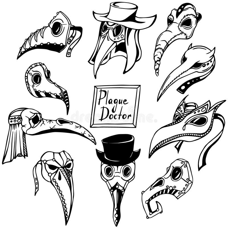 Doctor Plague Vector Masquerade Mask Set Stock Vector - Illustration of ...