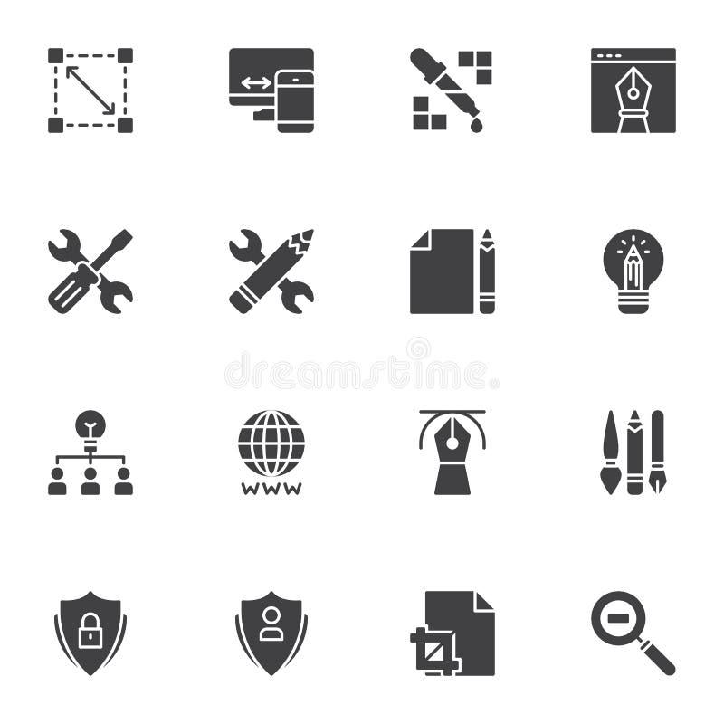 Design Elements Vector Icons Set Stock Vector - Illustration of ...