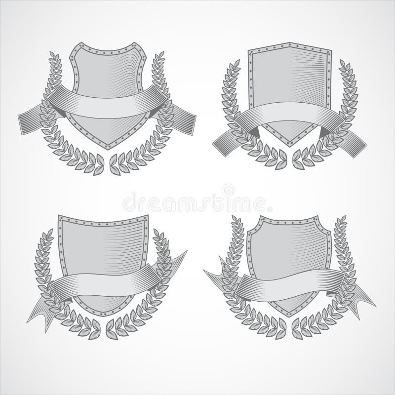Design Elements. Vector Set of Shields with Laurel Stock Vector ...