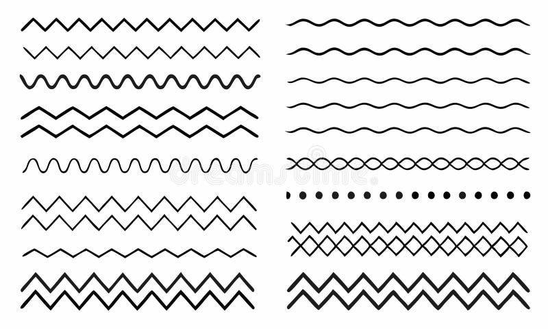 Design Elements Zigzag Wave Line Borders Dividers Pattern Set Stock ...