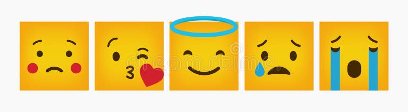 Design Emoticon Reaction Flat Square Set Stock Vector - Illustration of ...