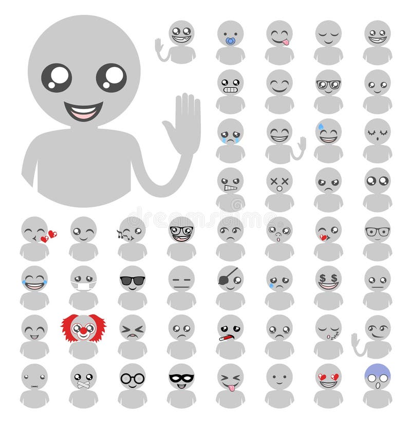 Emotions Faces Set Collection Stock Vector - Illustration of people ...