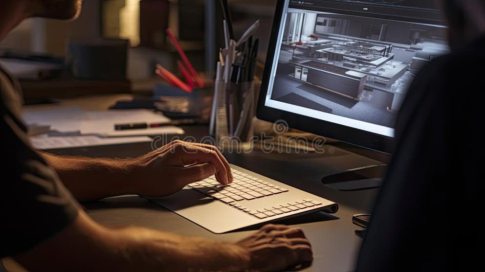 Design Engineer at Computer Designing Stock Illustration - Illustration ...