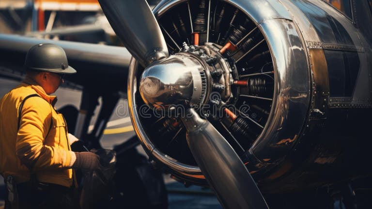 A Design Engineer Creates an Engine for an Airplane Stock Photo - Image ...