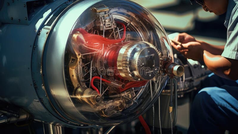 A Design Engineer Creates an Engine for an Airplane Stock Photo - Image ...