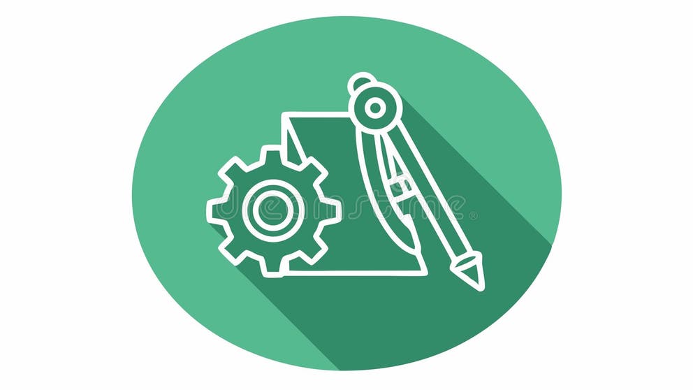 A Design and Engineering Tools Icon with a Compass and Gear, Vector ...