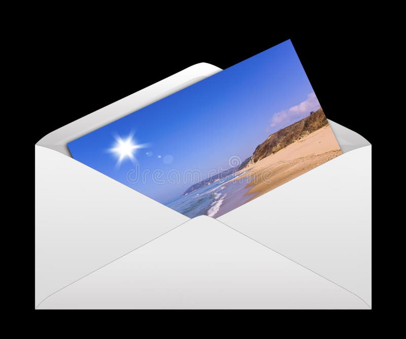 Envelope with photo card stock illustration. Illustration of blue ...