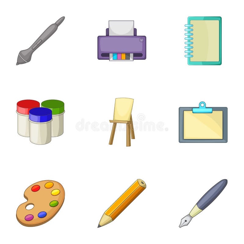Design Equipment Icons Set, Cartoon Style Stock Vector - Illustration ...