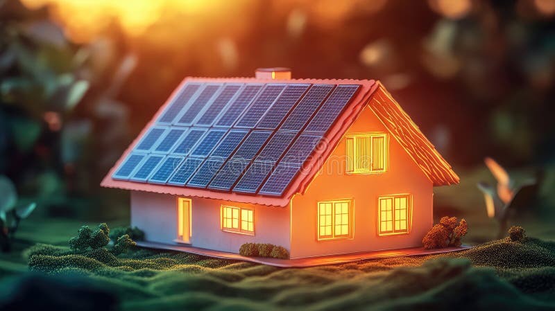 Design Exploded View of Solar Panels on House Paper Model Stock ...