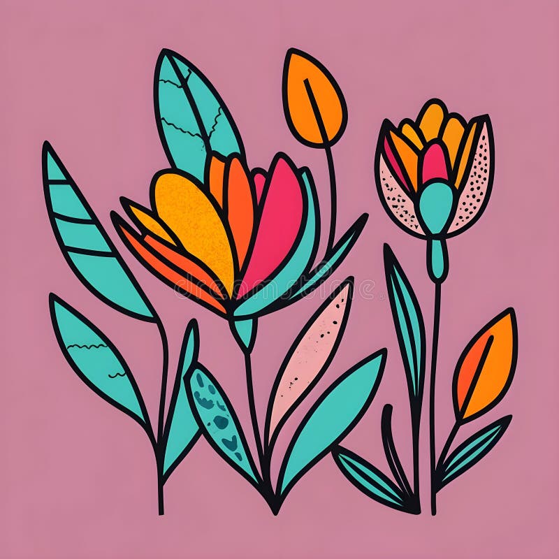 Design of an Extra Small and Thin Line Art of Floral Wall Art, Include ...