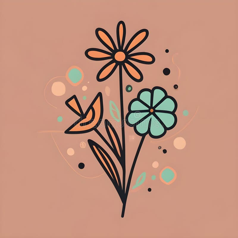 Design of an Extra Small and Thin Line Art of Floral Wall Art, Include ...