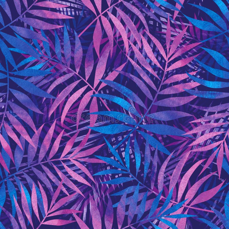 Design for Fabric, Texture. Seamless Purple Pattern with Tropical Palm ...