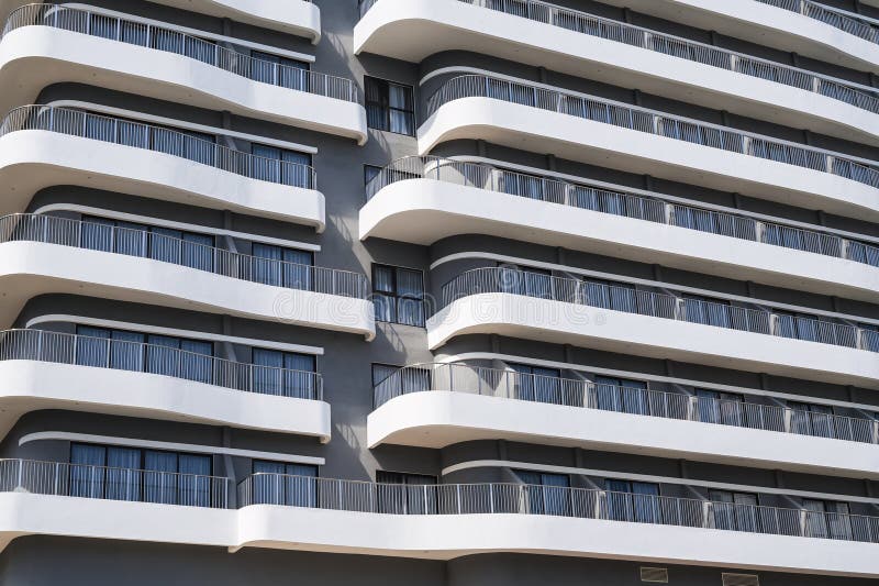 Design of Facade of a Modern Hotel Skyscraper with Balconies Stock ...