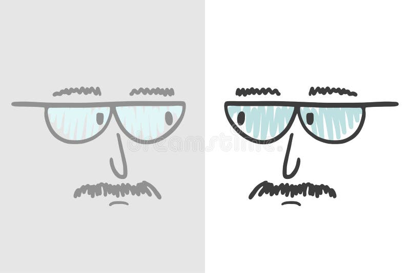 Design of Face with Glasses Reflection Stock Vector - Illustration of ...