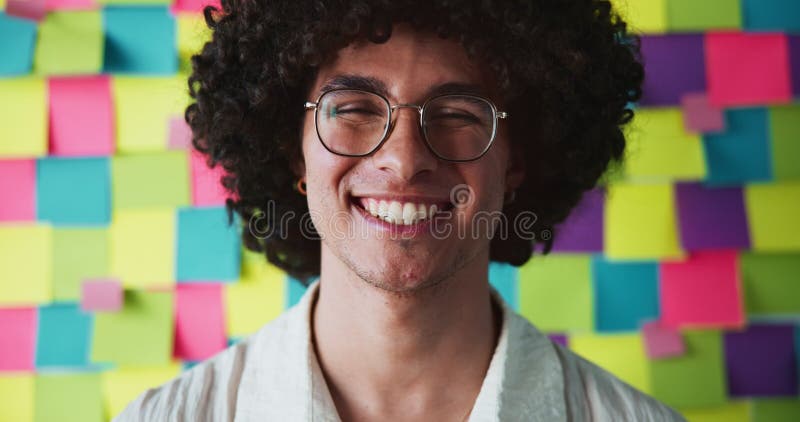 Design, Face and Sticky Notes with Designer Man in Studio for Creative ...