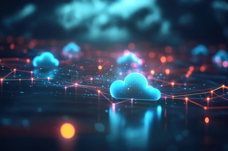 Design Feature with Illuminated Data Nodes and Connected Pathways ...