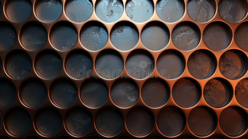 The Design Features an Abstract Copper Circle Pattern Set Against a ...