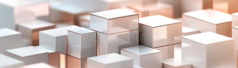 This Design Features an Arrangement of Stacked 3D Blocks in Neutral and ...