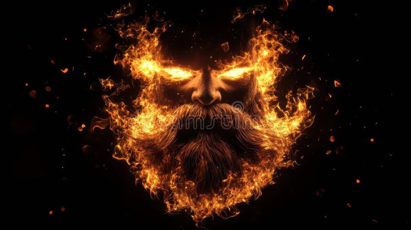 Glowing Flame Beard Illustration on a Black Background Showcasing ...