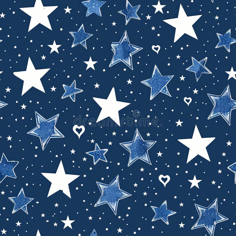 Design Features a Beautiful Blue Night Sky Pattern Adorned with White ...