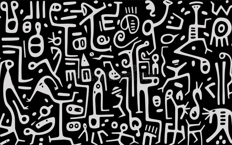 Black and White Style Pattern Stock Illustration - Illustration of ...