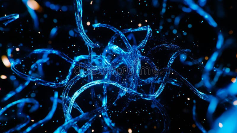 Design Features Blue Light Trail Particles Dark Background Stock Photos ...