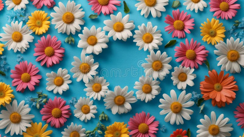 The Design Features a Colorful and Groovy Daisy Pattern with Vibrant ...