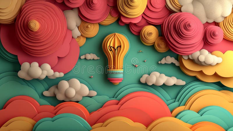 The Design Features a Creative Background with Layers of Colorful Paper ...