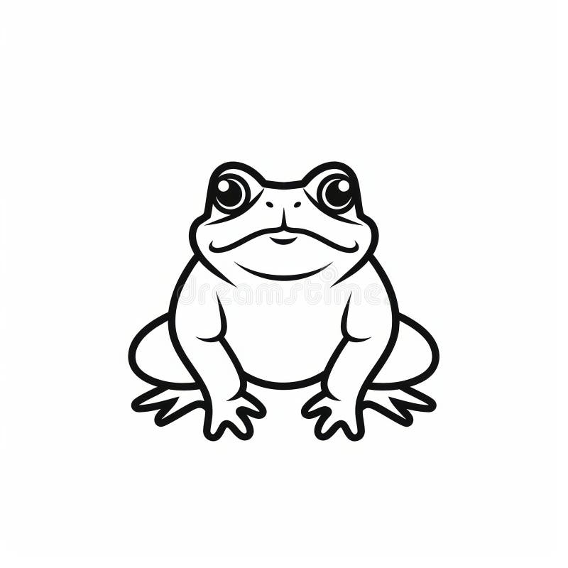 Cute Toad Vector Logo with Isolated Black and White Outline Stock ...