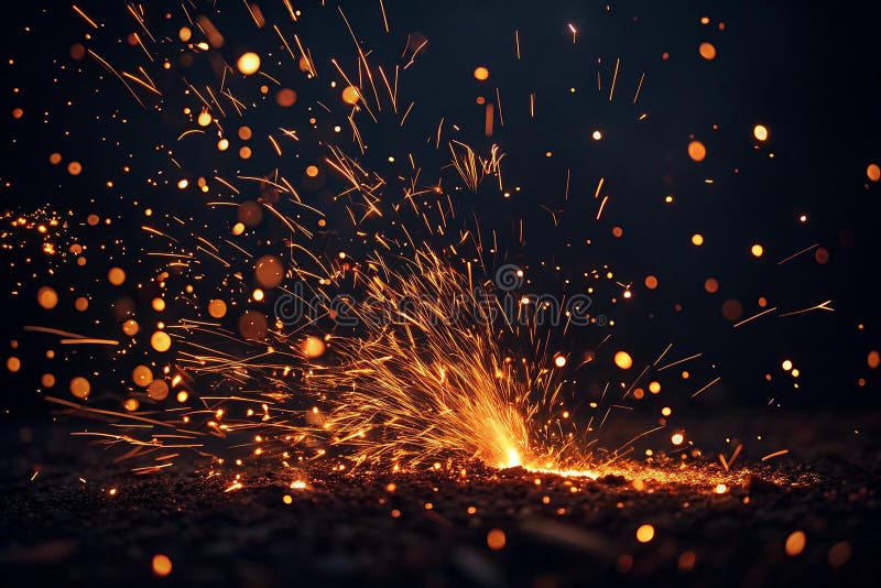 Abstract Fire Sparks and Ember Particles on a Dark Background Stock ...