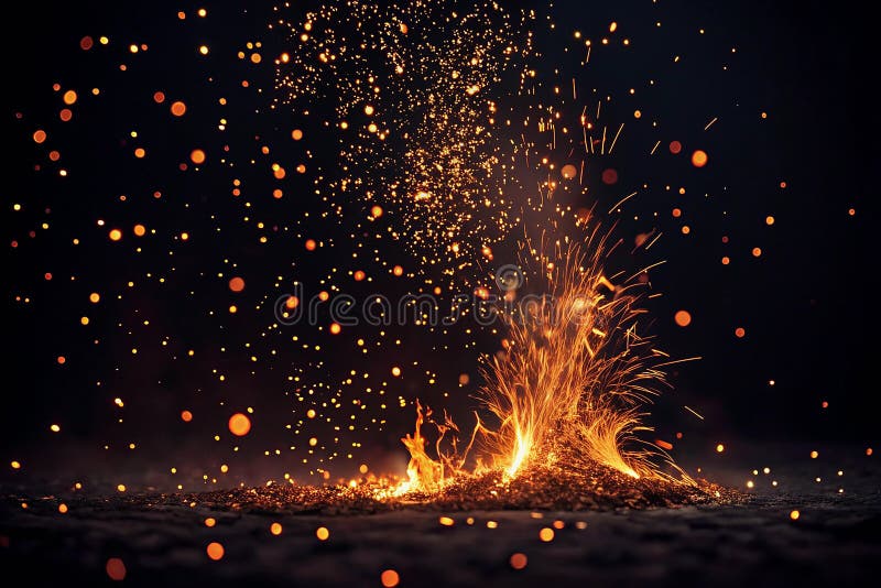Abstract Fire Sparks and Ember Particles on a Dark Background Stock ...