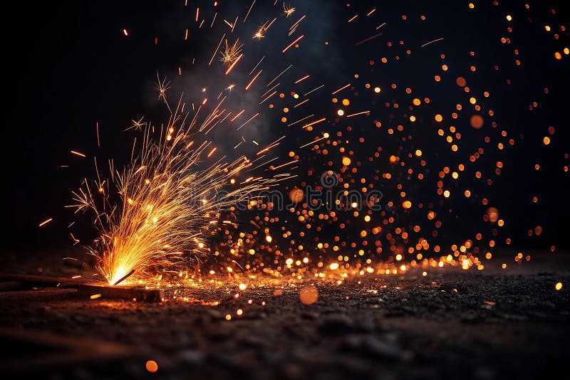 Abstract Fire Sparks and Ember Particles on a Dark Background Stock ...