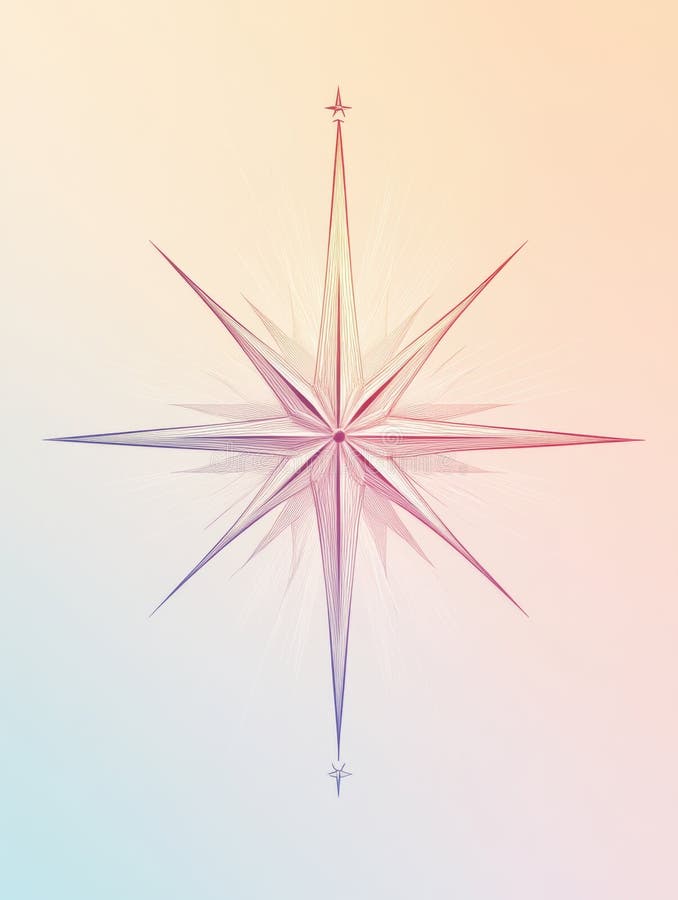 This Design Features a Geometric Compass Rose with Clean, Sharp Lines ...