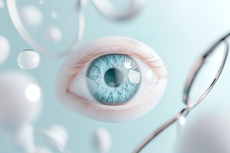 The Design Features a Glowing Eye with a Soft Blue Iris, Surrounded by ...