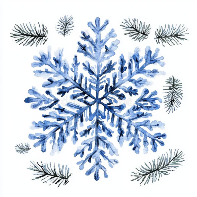 The Design Features an Intricate Pattern of Blue Snowflakes with ...