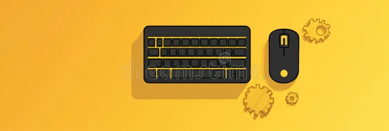 This Design Features a Keyboard Icon Accompanied by a Mouse and Gear ...