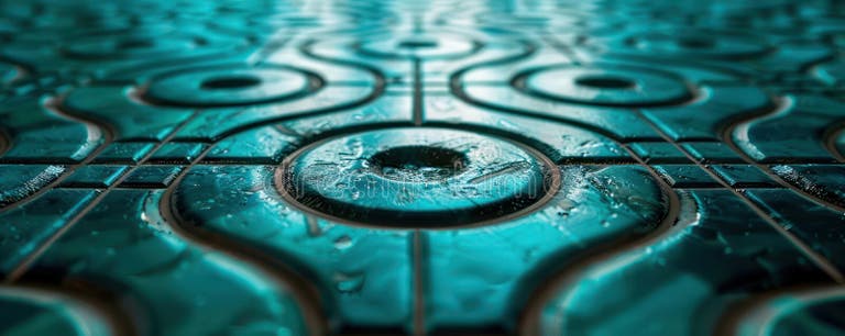 Abstract Geometric Pattern Design Turquoise Tiles with Interlocking ...