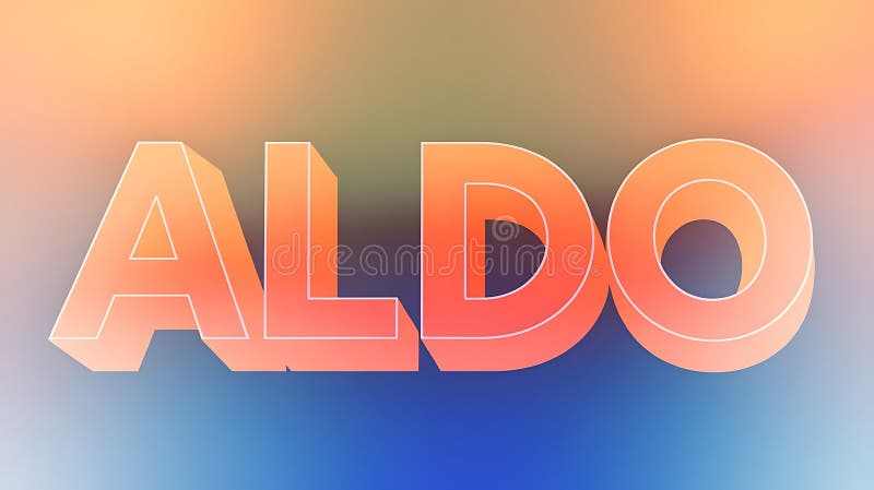 Orange Render of Name Aldo with Blue Gradient Background Stock ...