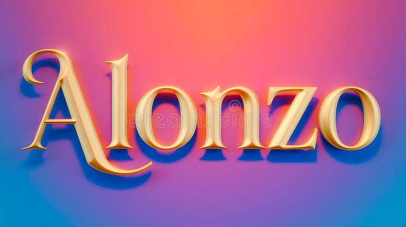 Noble Style Gold Typography of Name Alonzo, Lit from Above on Gradient ...